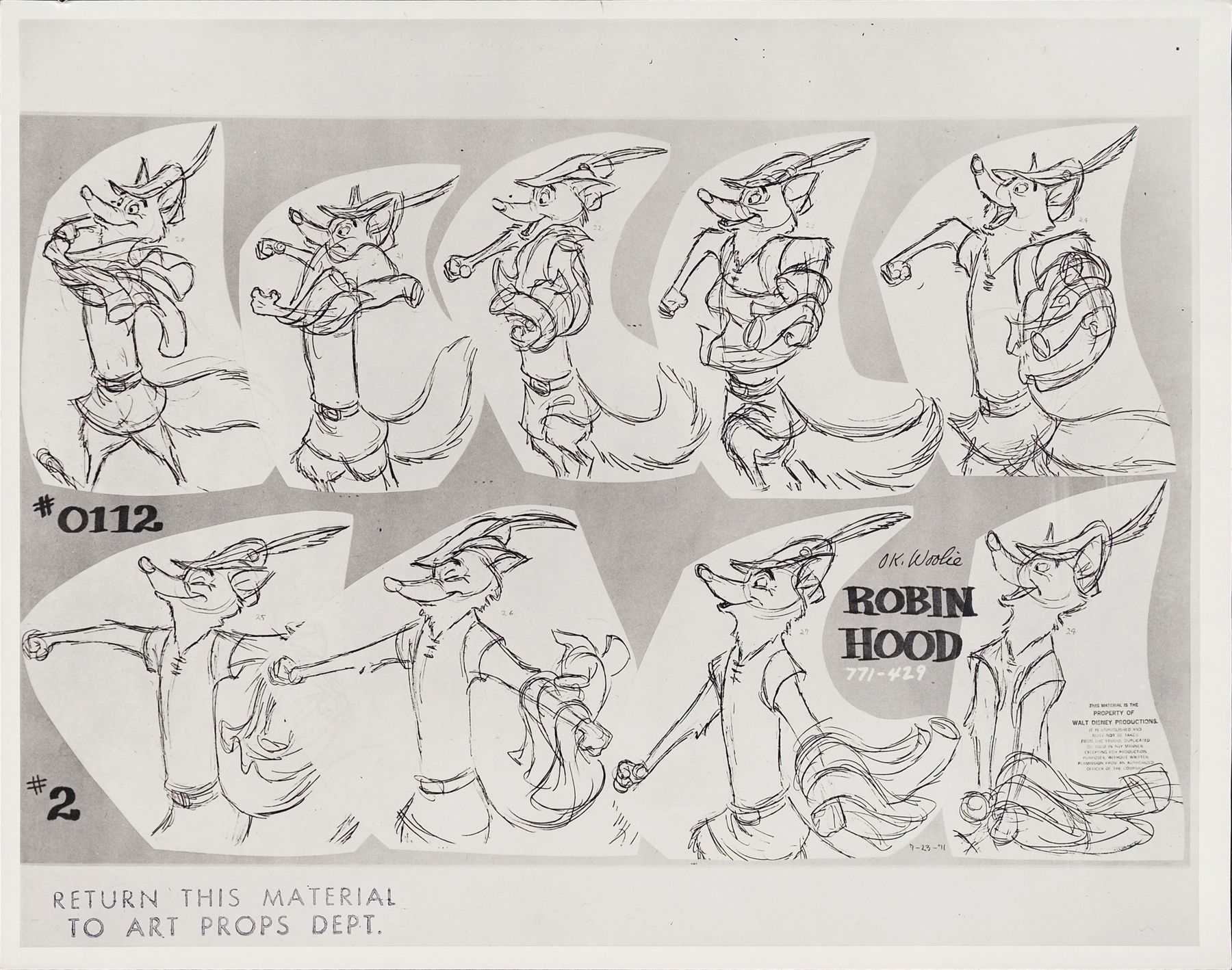 2123. Robin Hood Original Photostat Model Sheet ### ROBIN HOOD (1973)