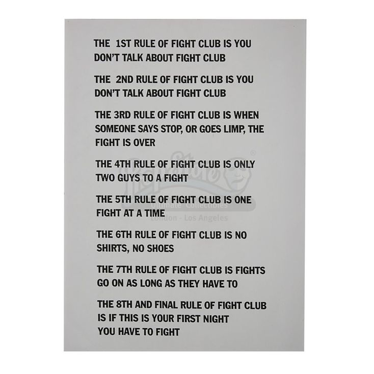 Fight Club Rules Sheet | FIGHT CLUB (1999)