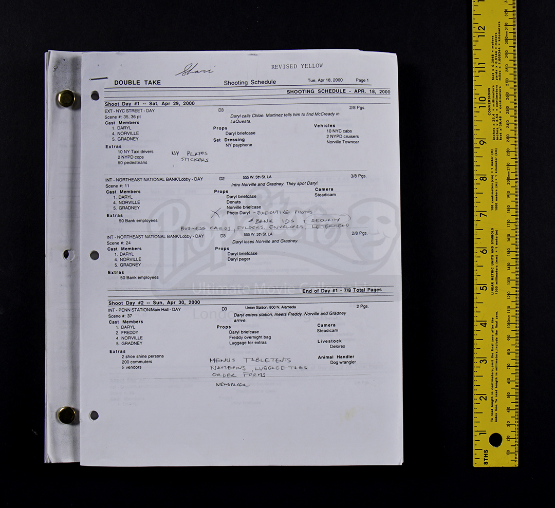 Script and Shooting Schedule Set | DOUBLE TAKE (2001)