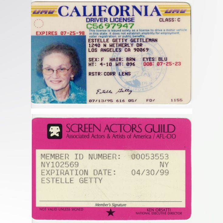 Lot 867 - Estelle Gettys Drivers License and SAG Card | ESTELLE GETTY