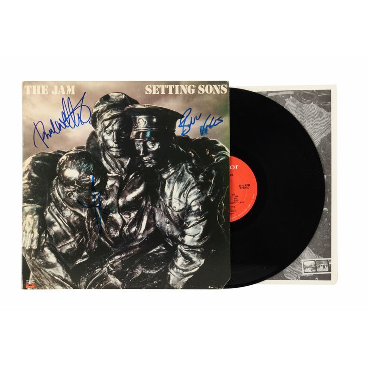 152. Paul Weller, Rick Butler and Bruce Foxton-Autographed Setting Sons ...