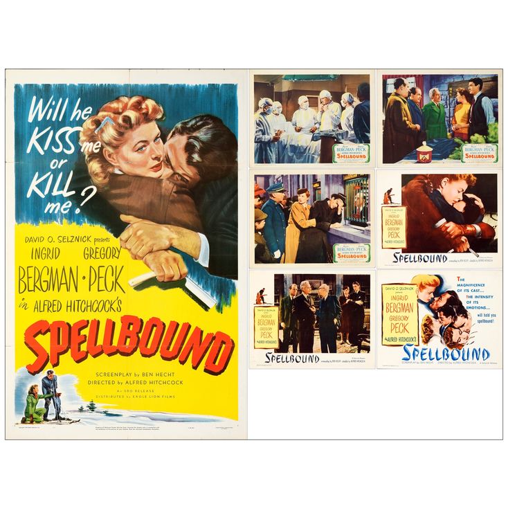 Lot # 830: SPELLBOUND - Lobby Cards (6) & One-Sheet (11 x 14 & 27 x 41 ...