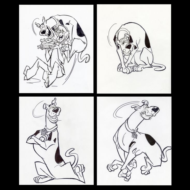 Lot # 78: Set of Four Hand-Drawn Iwao Takamoto Scooby-Doo and Shaggy ...