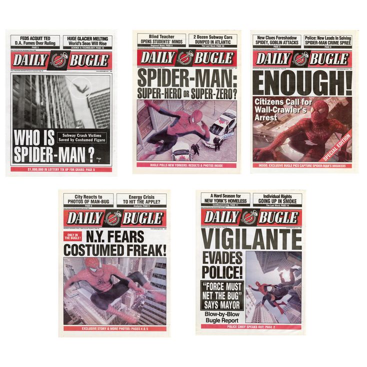Lot 1183 - Set of Five Daily Bugle Newspaper Covers | SPIDER-MAN (2002)