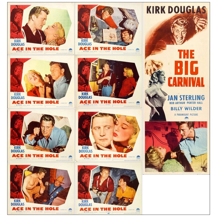 Lot # 836: ACE IN THE HOLE - Insert & Lobby Card Set (8) (14 x 36 & 11 ...