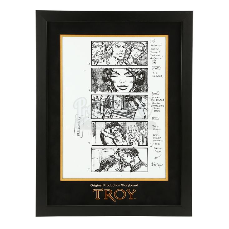 Original Production Storyboard - Hector Hugs Briseis | TROY (2004)