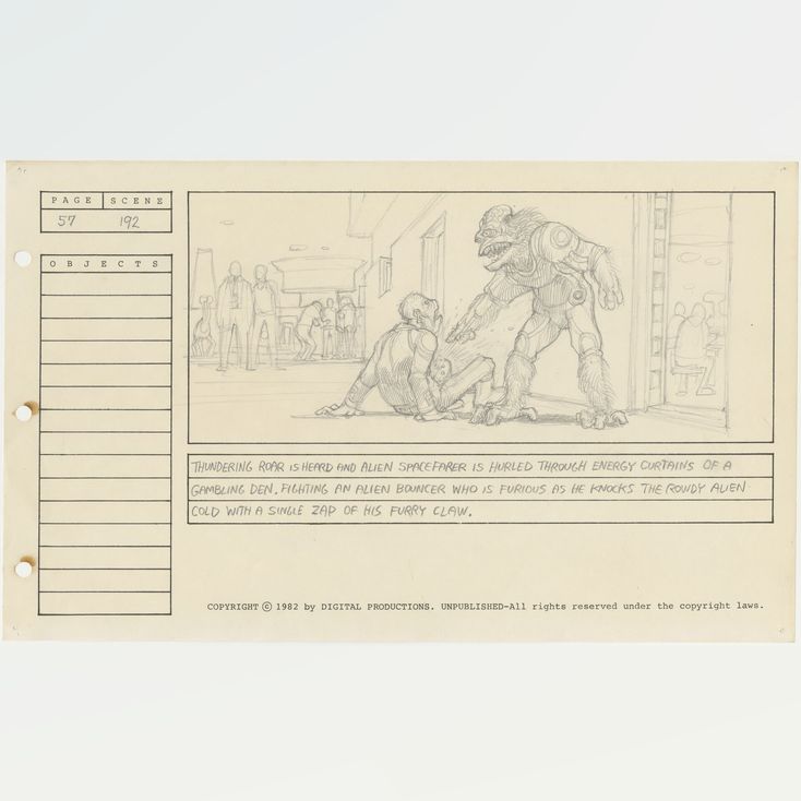 Hand-Drawn Ron Cobb Storyboard - Aliens Outside of Gabling Den | LAST ...