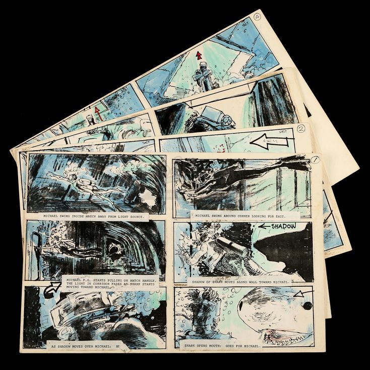 Hand-Coloured Storyboard Set | JAWS: THE REVENGE (1987)