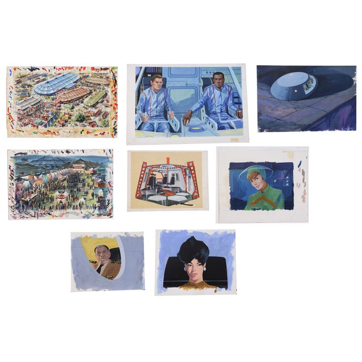 1071. Set of Eight Hand-Painted Irwin Allen Concept Art Paintings ...