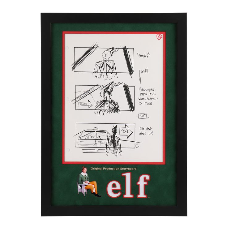 Production-Used Storyboard - Cab Pulls Up | ELF (2003)