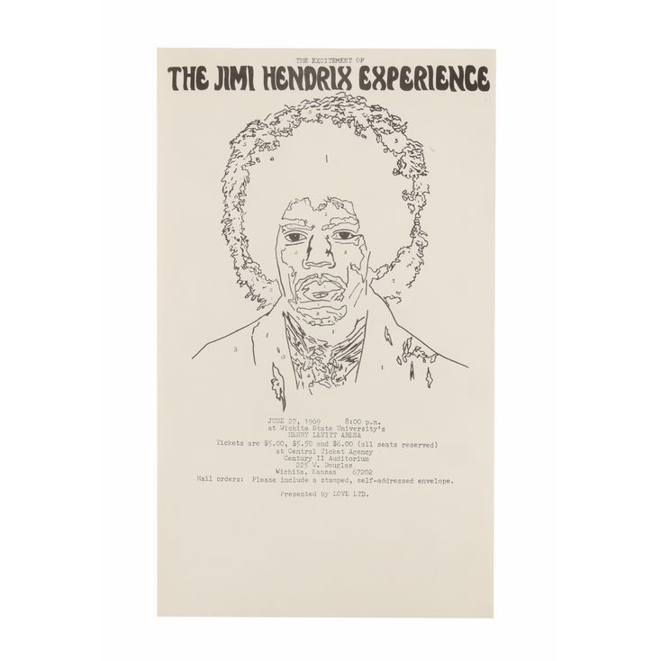 Lot 168. Jimi Hendrix Experience Henry Levitt Arena 1969 Concert Poster ...