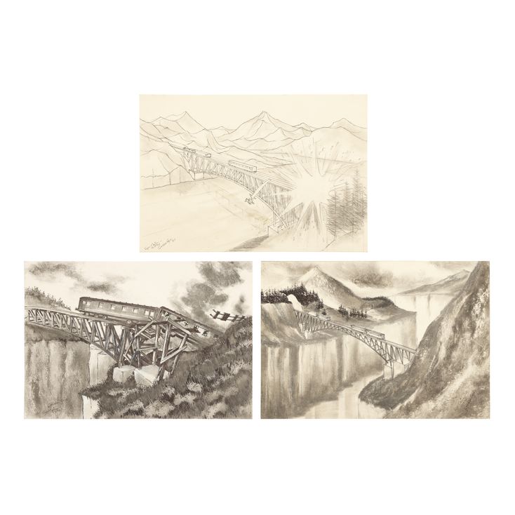 Lot 1337. Set of Three Hand-Drawn Syd Cain Train Artwork | JAMES BOND ...
