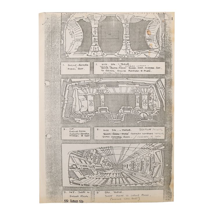 Lot #816: ALIEN (1979) - Hand-annotated Opening Scene Storyboards