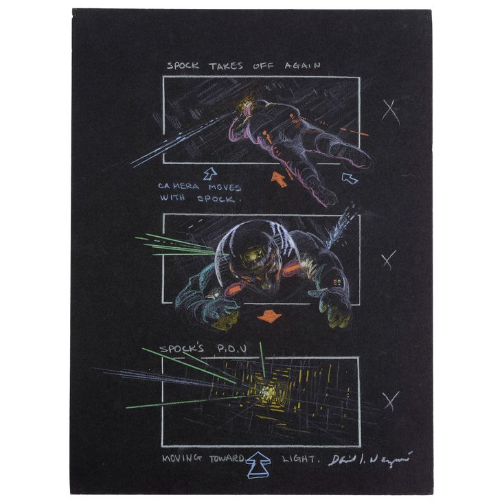 Lot 1214 - Hand-Drawn David Negron, Sr. Spock Taking Off Storyboard ...