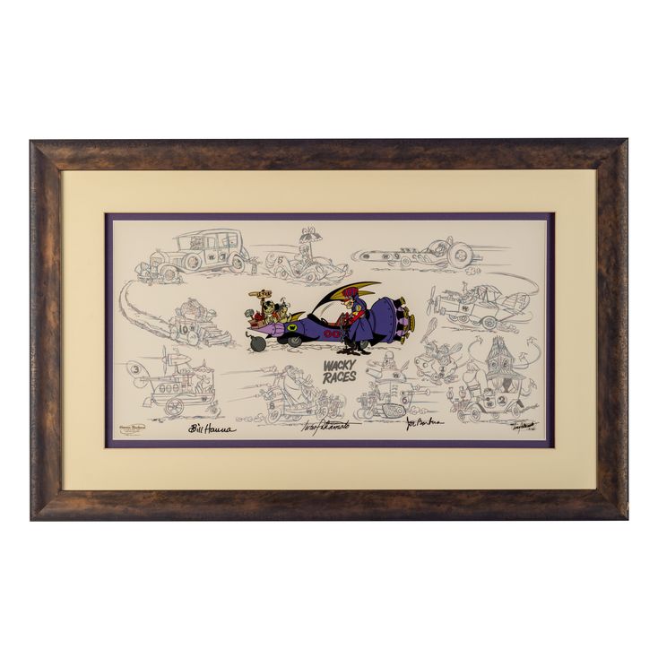Lot # 110: Framed and Signed Dastardly, Muttley, and the Wacky Racers ...