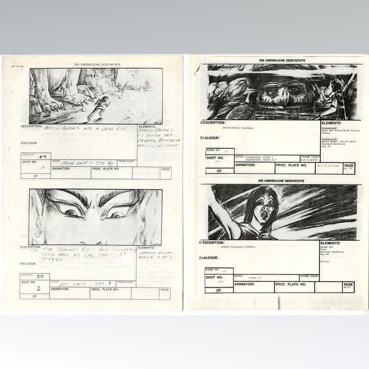 Lot 1008 - Pair of Printed Storyboard Sequences | NEVERENDING STORY ...
