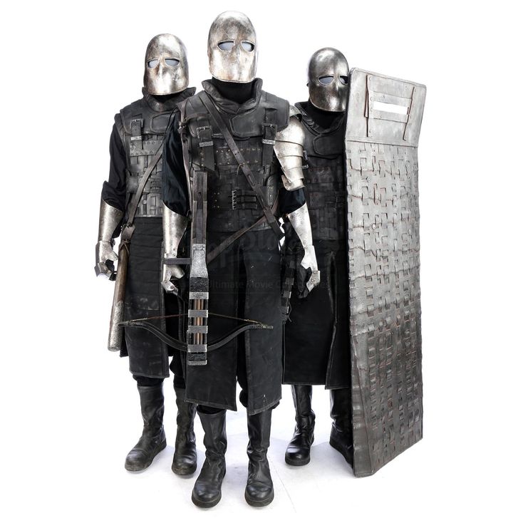 Lot 112 ROBIN HOOD (2018) - Three Crossman Guard Costumes with Weaponry ...