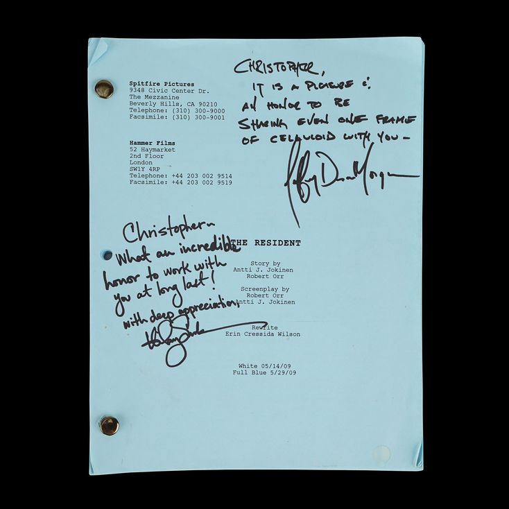 Autographed Script | RESIDENT, THE (2011)