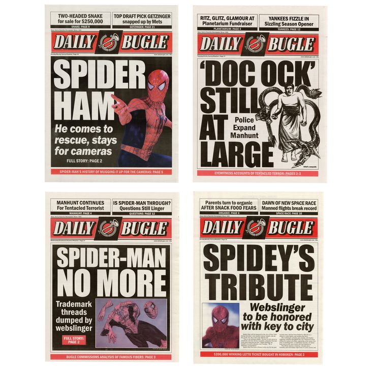 Lot 1155 - Set of Four Daily Bugle Newspaper Covers | SPIDER-MAN 2 (2004)