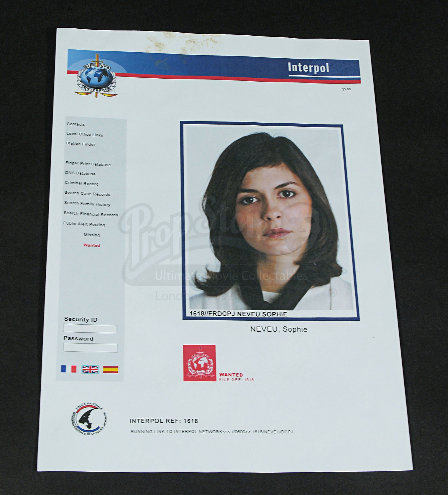 Interpol Wanted Images | Propstore - Find Your Extraordinary