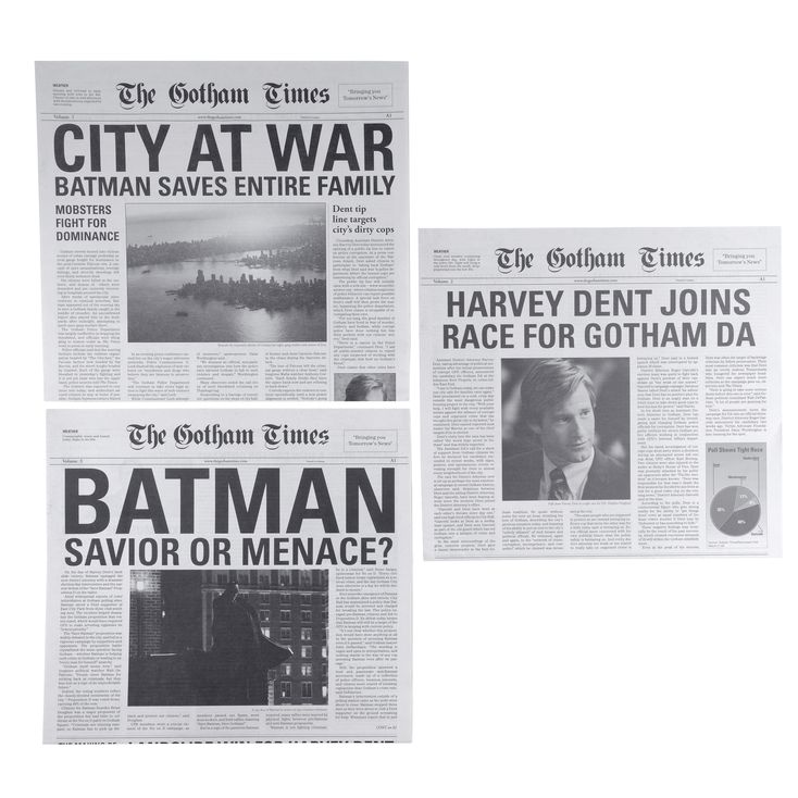 Lot 738 - Set of Three The Gotham Times Newspapers Covers | DARK KNIGHT ...