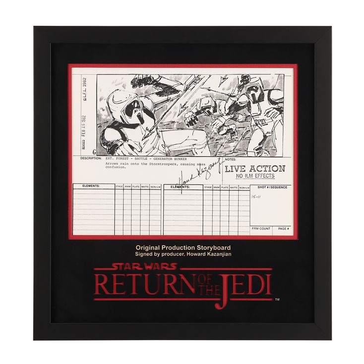 Original Framed Production Howard Kazanjian-autographed Storyboard ...