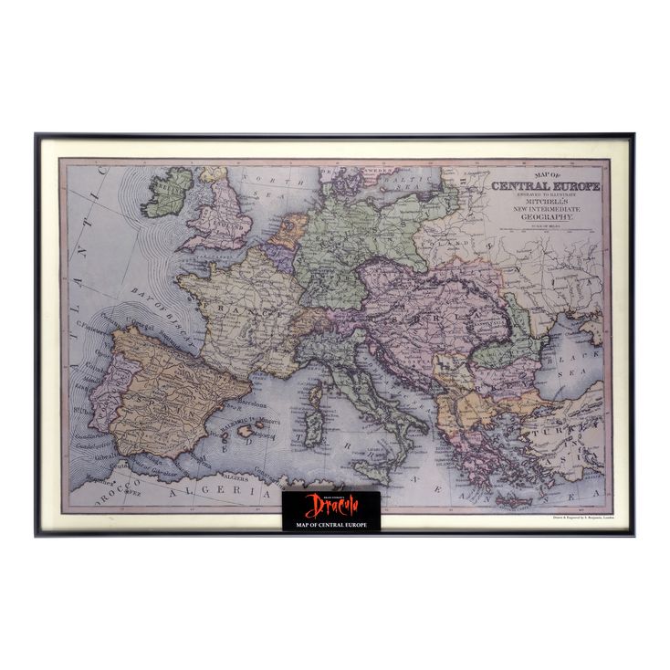 Lot # 525: BRAM STOKER'S DRACULA (1992) - Framed Map of Central Europe