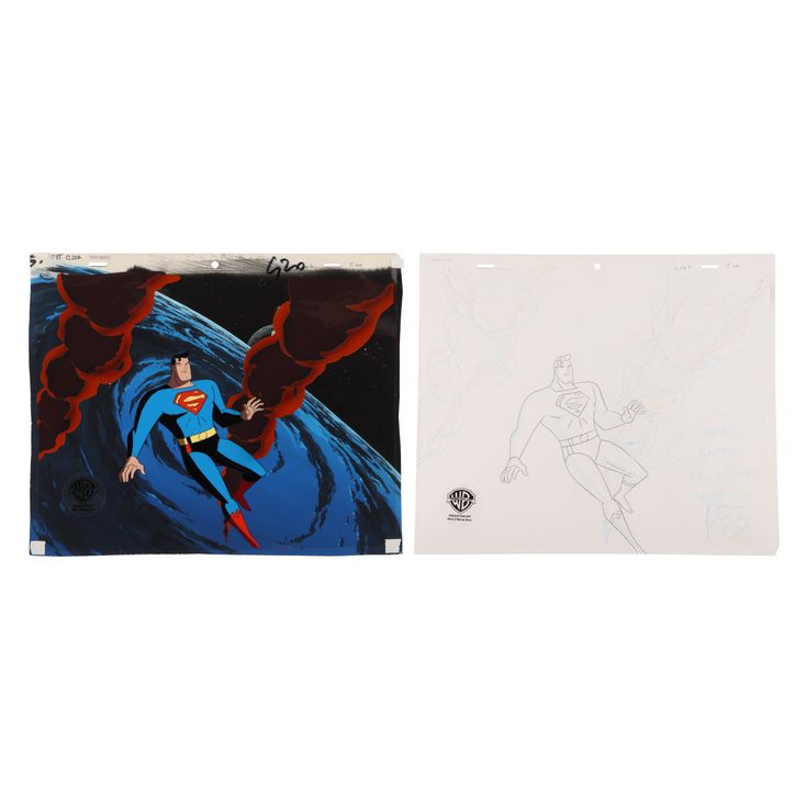 2320. Superman Original Production Cel on Key Master Background and ...