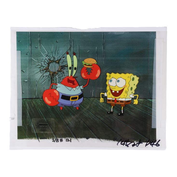 2270. SpongeBob and Mr. Krabs Original Production Cel Setup From F.U.N ...