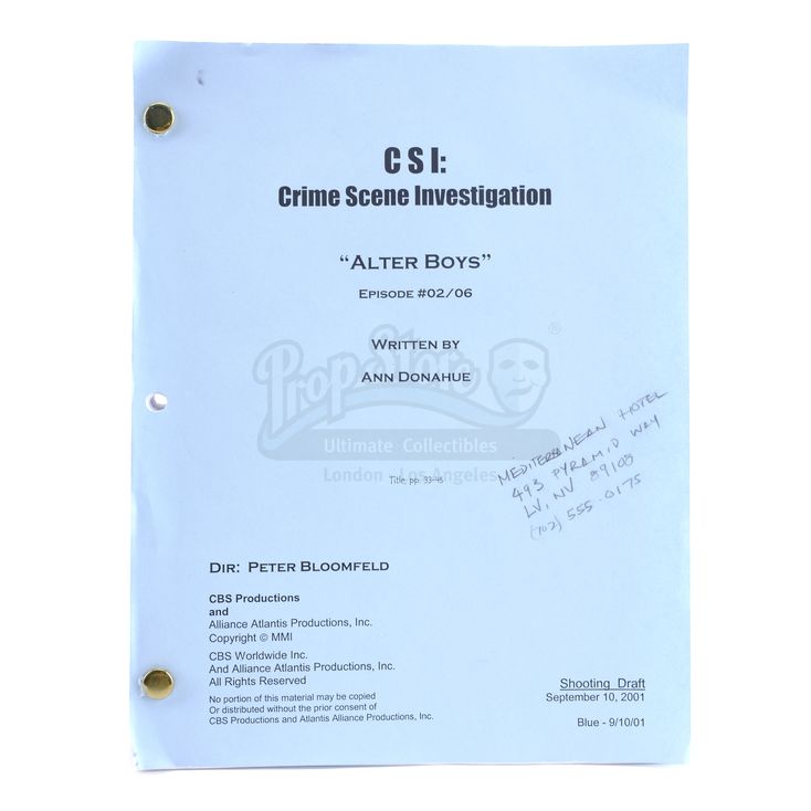 Alter Boys Script | CSI: CRIME SCENE INVESTIGATION (2000)