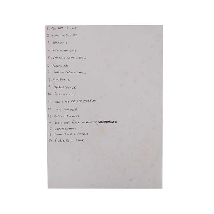 Lot 677. Standing on the Shoulder of Giants Era Setlist Handwritten by ...