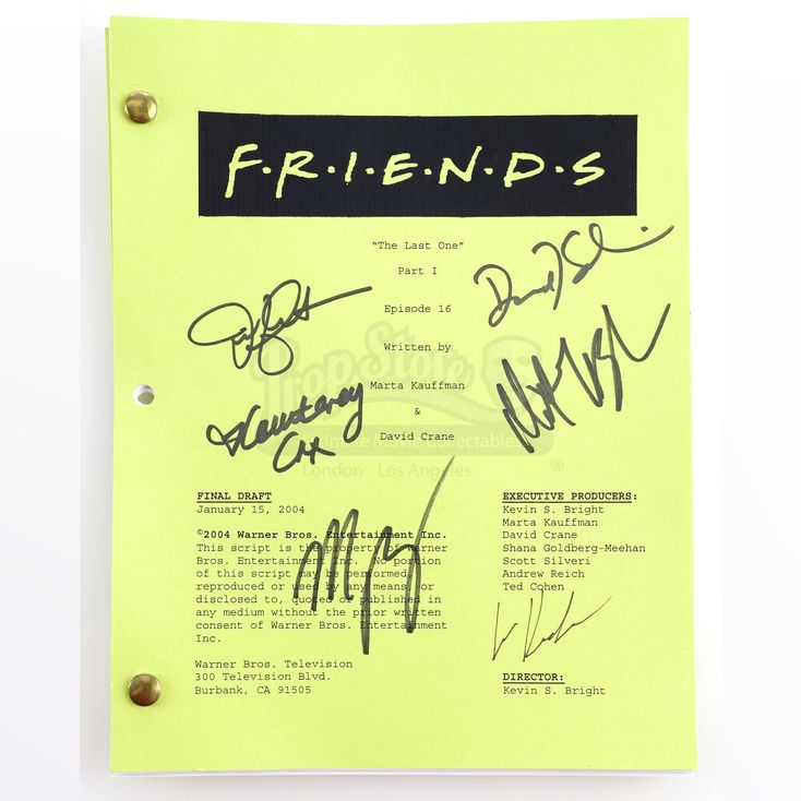 Cast-Autographed Finale Episode Part One Script | FRIENDS (TV SERIES ...
