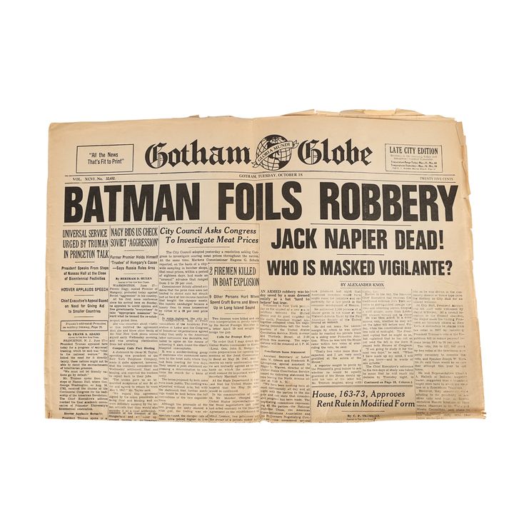 Lot #880: BATMAN (1989) - Gotham Globe Batman Foils Robbery â€“ Jack ...