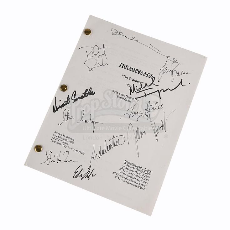 Main Cast-Autographed Production-Used Pilot Script | SOPRANOS, THE ...