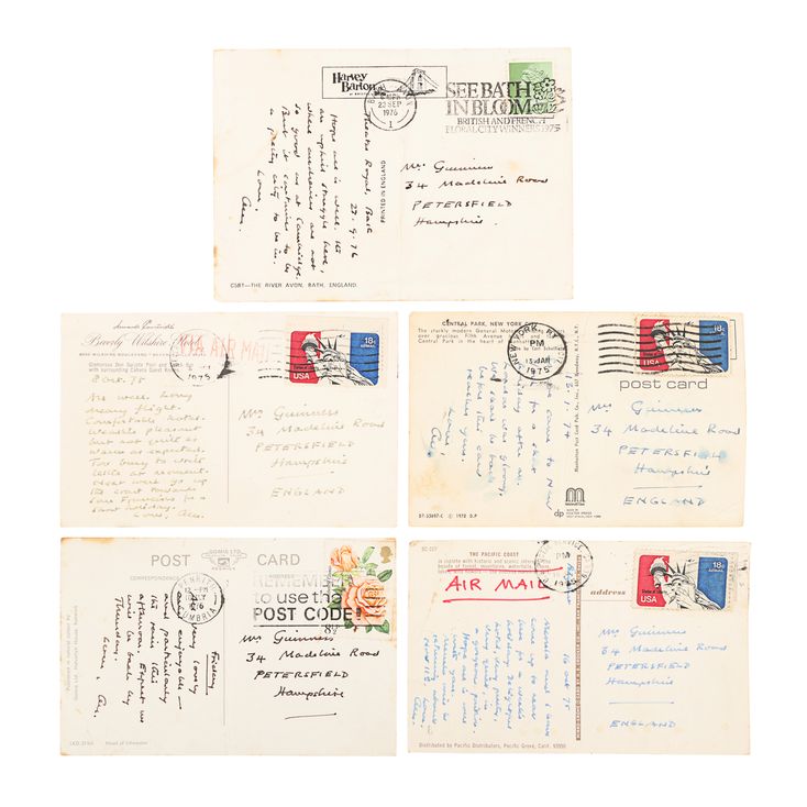 Lot #1643: ALEC GUINNESS - Five Handwritten Alec Guinness Postcards