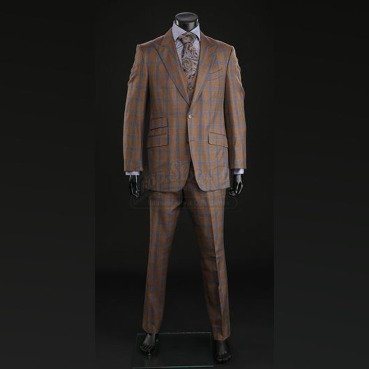 Hannibal Lecters (mads Mikkelsen) Brown Plaid Three-Piece Plaid Suit ...