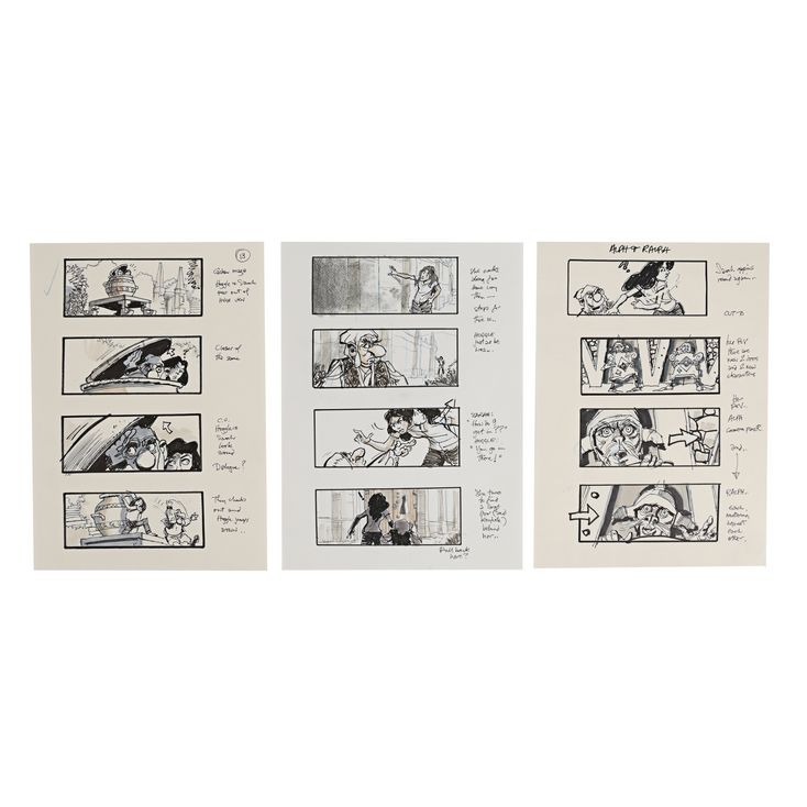 Lot # 711: LABYRINTH (1986) - Set of Three Hand-Drawn Storyboard Sheets