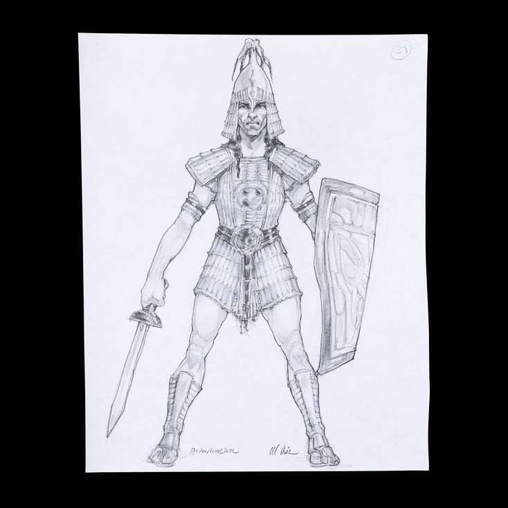 Mariano Diaz Hand-drawn Trojan Warrior Armour Design No.29 | TROY (2004)