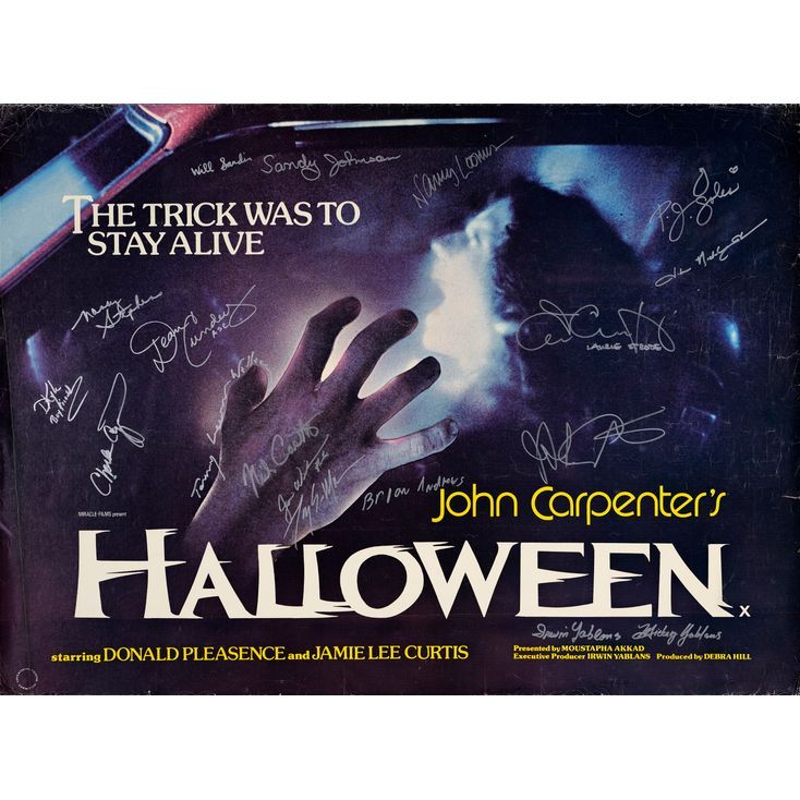 181. HALLOWEEN - Key Cast and Crew-Autographed British Quad Key Cast ...