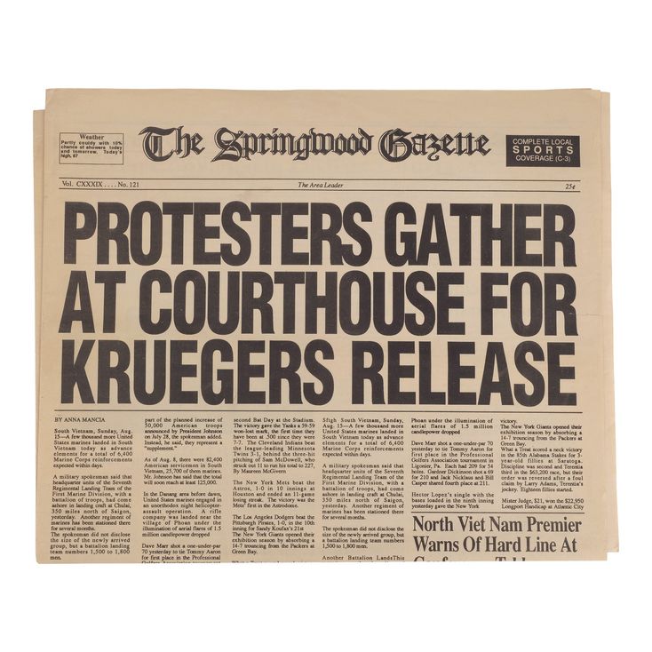 1215. Production-Made Kruegers Release Springwood Gazette Newspaper ...