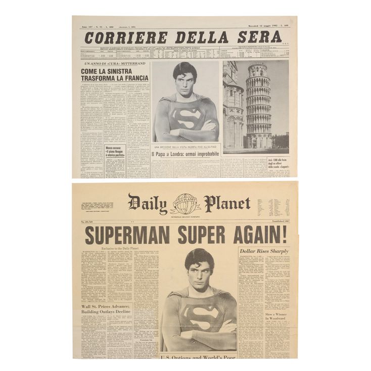 Lot 1338 - One Daily Planet Newspaper and One Italian Newspaper ...