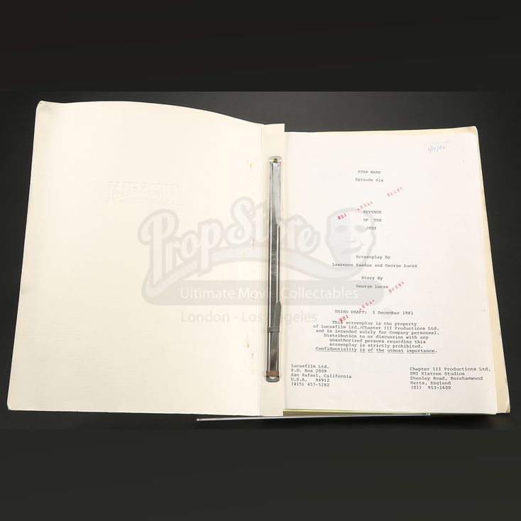 Production Used Annotated Script | STAR WARS: RETURN OF THE JEDI (1983)