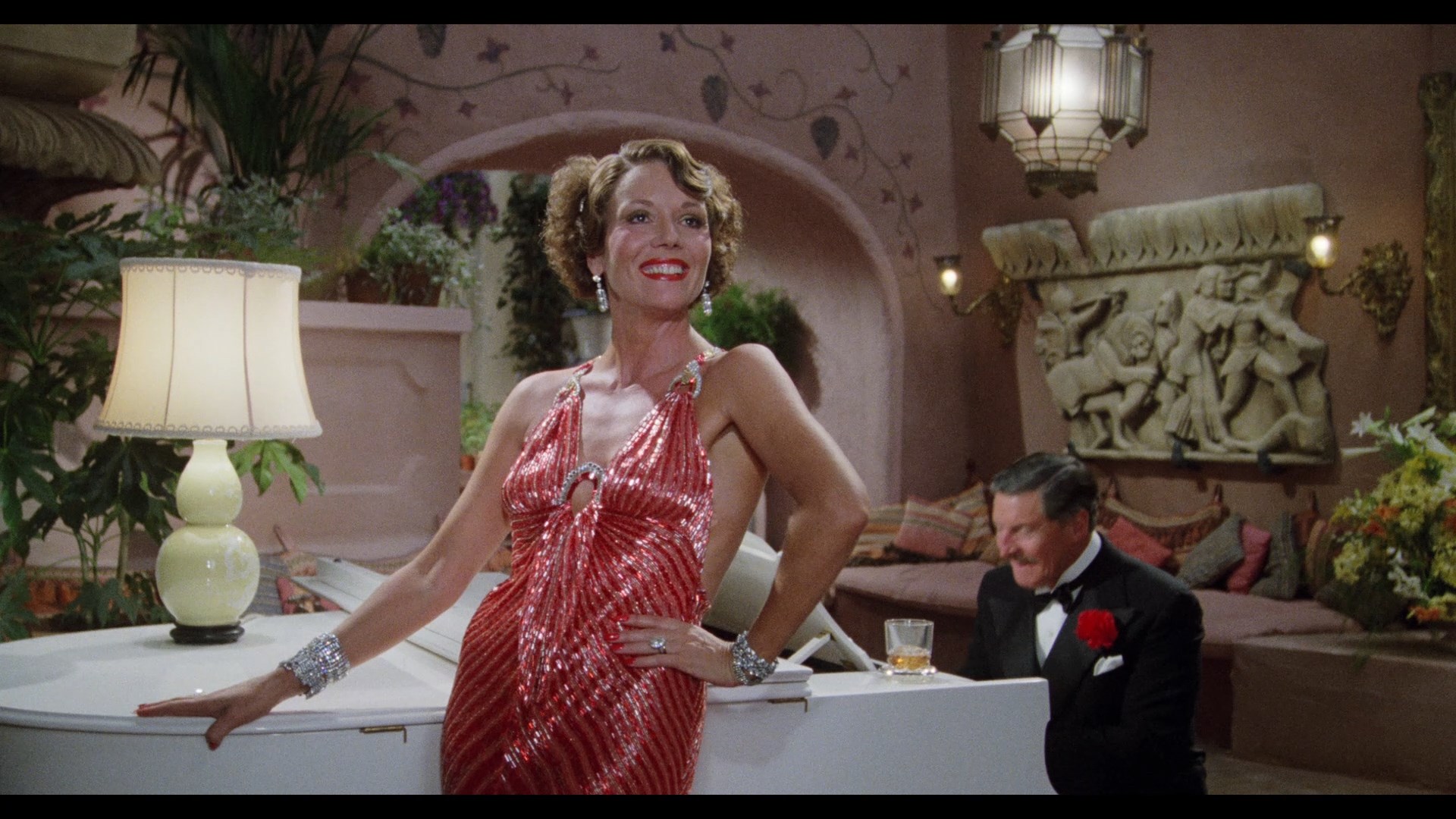 Arlena Stuart Marshalls (Diana Rigg) Red-and-Silver Dress | EVIL UNDER ...