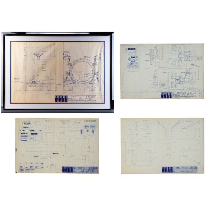1221. Framed Stargate Blueprint with Three Additional Blueprints ...