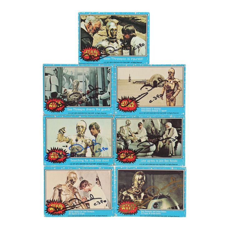 Seven Vintage Series 1 C-3PO Trading Cards Autographed by Anthony ...