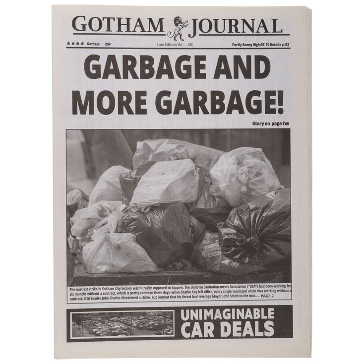 Garbage and More Garbage Gotham Journal Newspaper Cover | JOKER (2019)