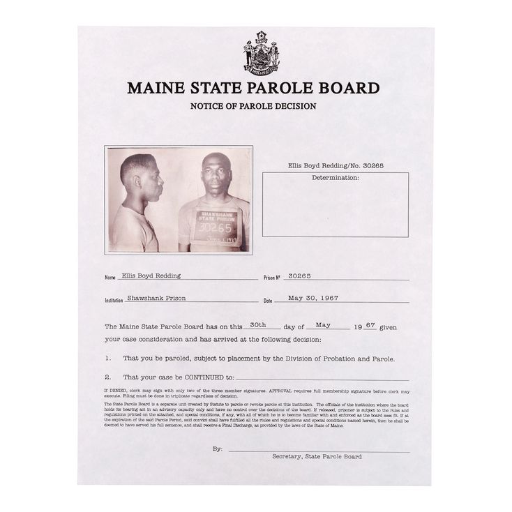 285. Ellis Boyd Red Reddings (Morgan Freeman) Parole Decision Notice ...