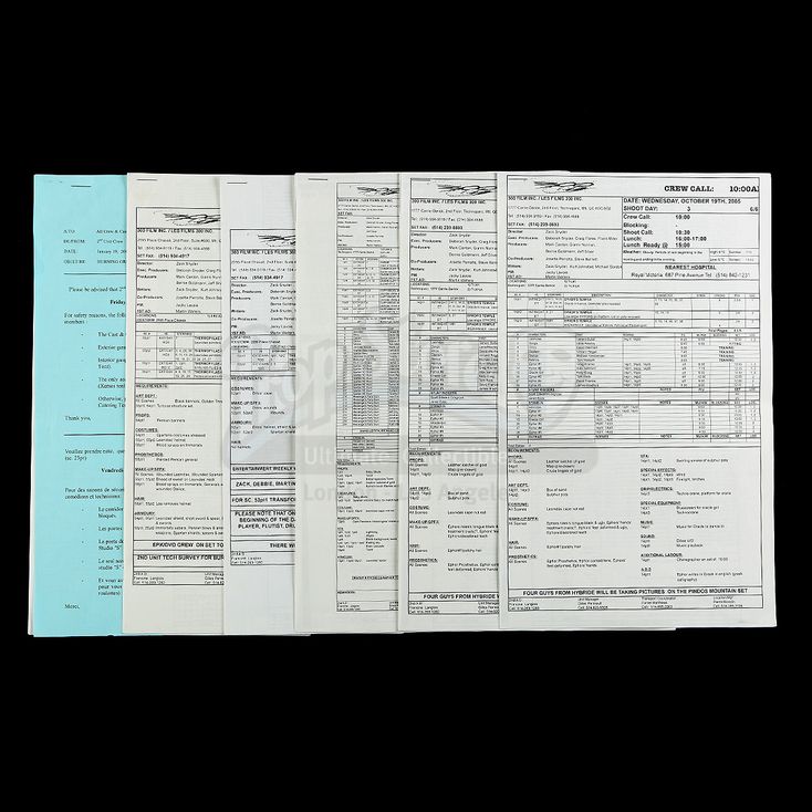 Crew Call Sheets | 300 (2006)