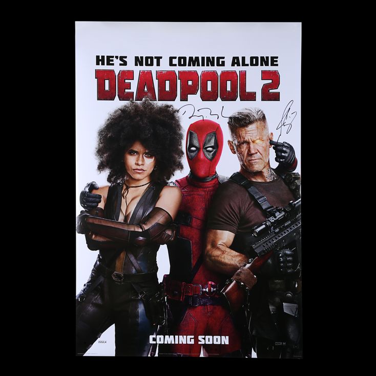 Poster Autographed by Josh Brolin and Ryan Reynolds | DEADPOOL 2 (2018)
