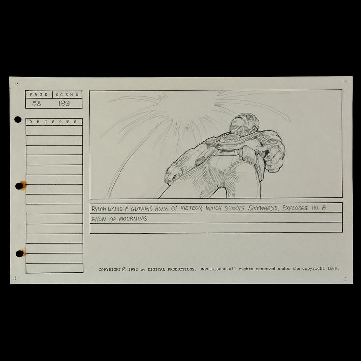 Hand-Drawn Ron Cobb Storyboard - Rylan Lights A Meteor | LAST ...